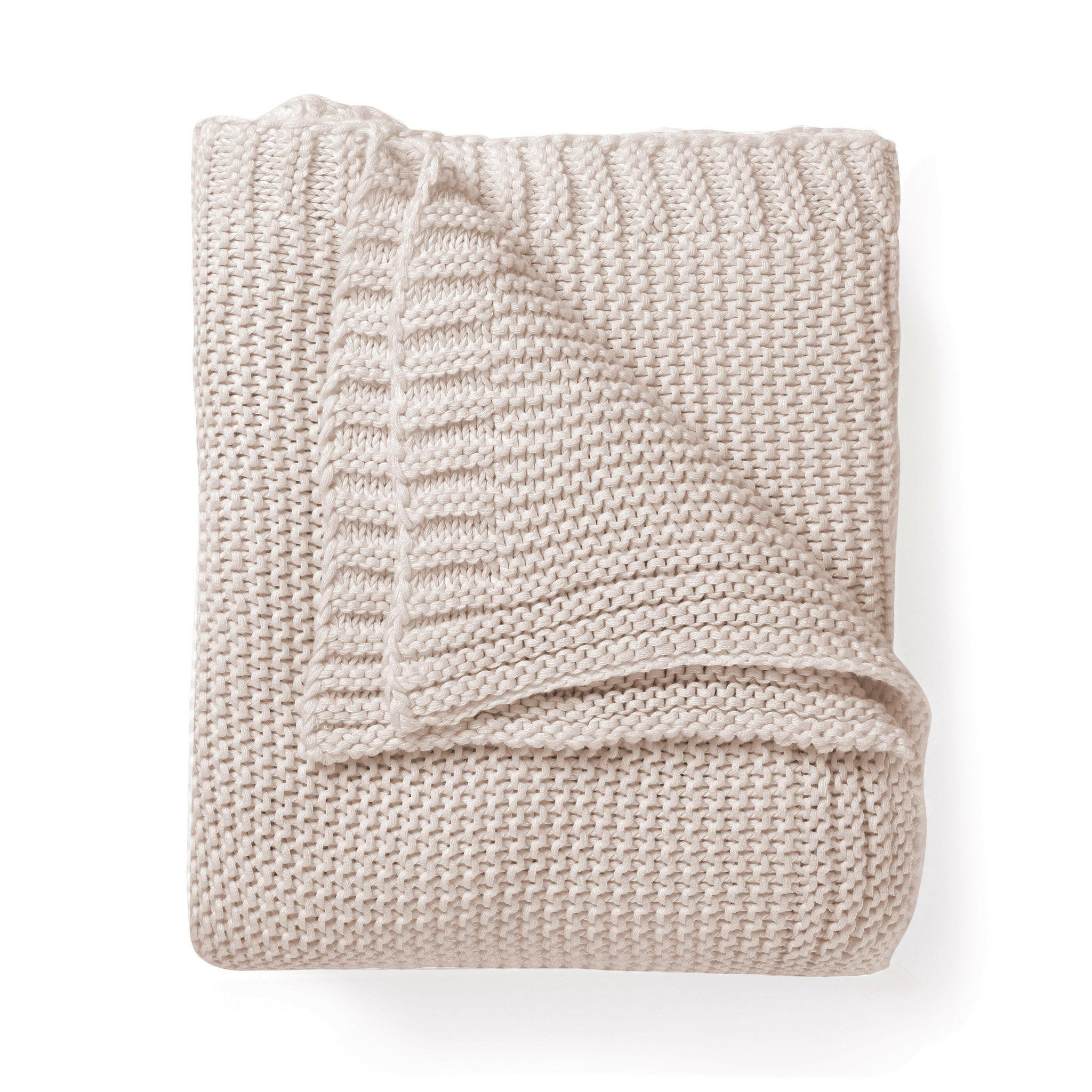 Organic Throw Blanket Chunky Knit - Nora Shell
