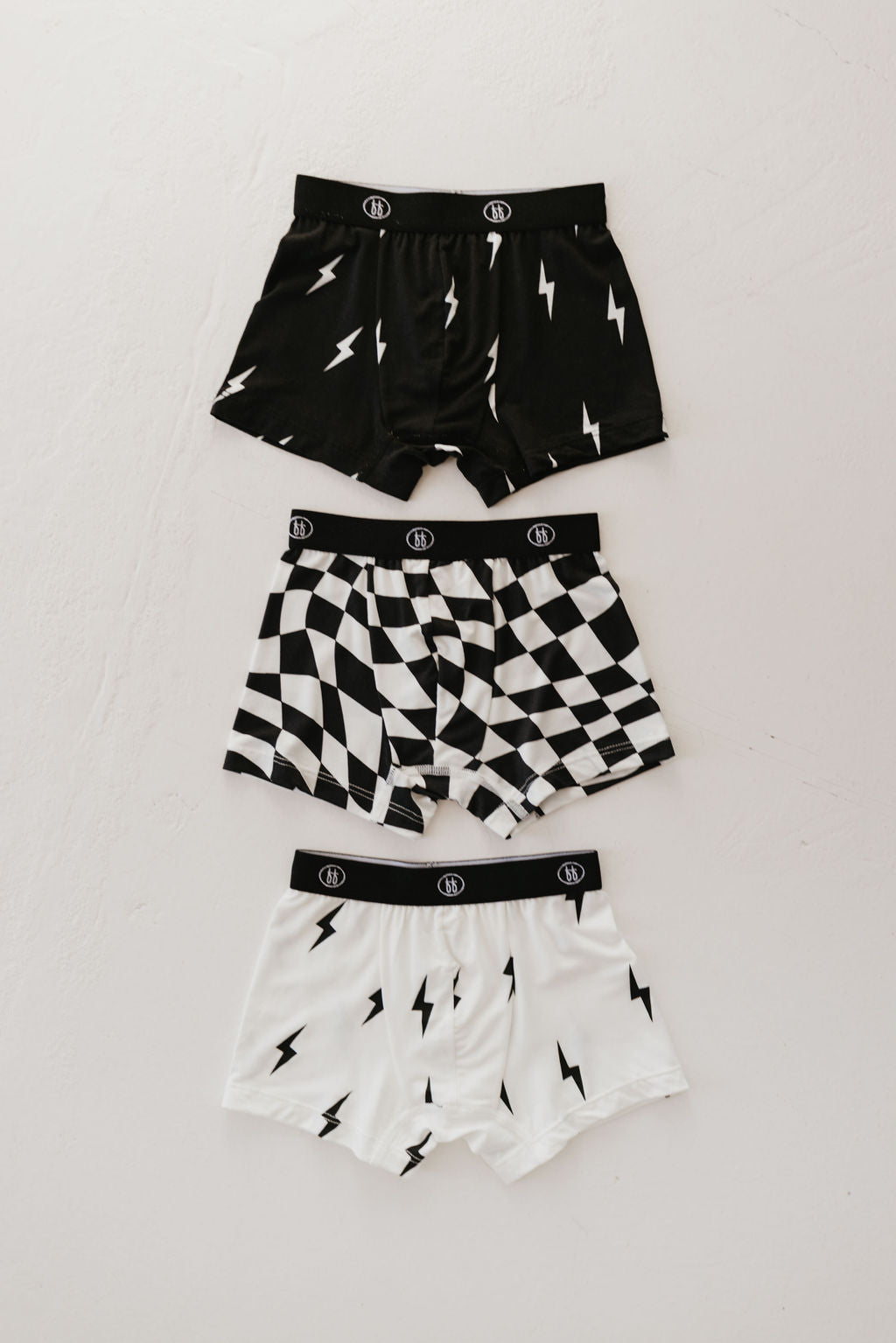 Bamboo Boxers (3 Pack) | Black and White Lightning Bolt & Wavy Checker
