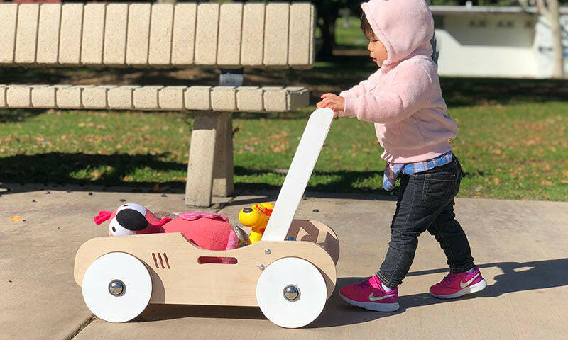 Luma Buggy: Malibu Pink Handcrafted Wooden Push Cart – Little Wonder & Co