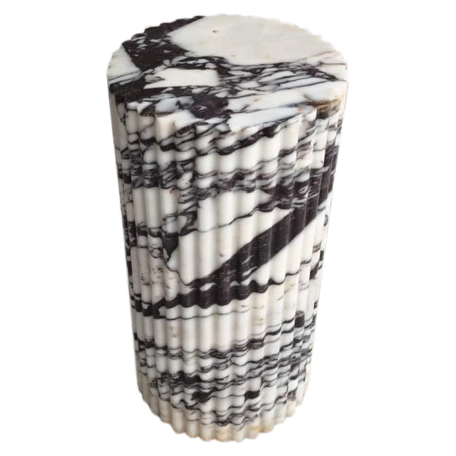 Calacatta Viola Marble Plinth Side Table Fluted Polished (W)10" (L)10"