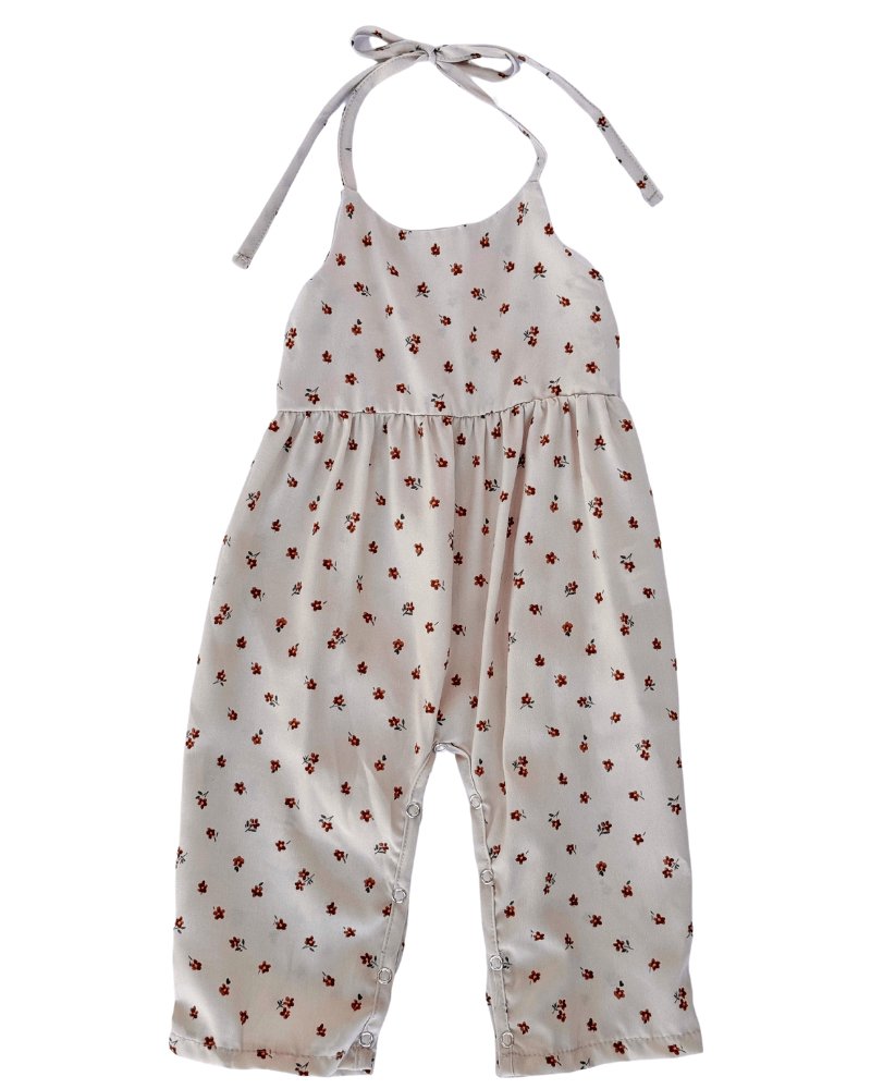 Harrah Halter Jumpsuit - Brown Floral