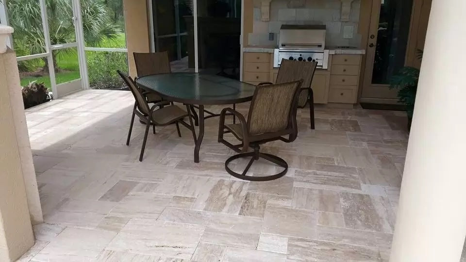 Patara Beige Vein-cut Travertine Pattern Tumbled Pavers - Belair Colle