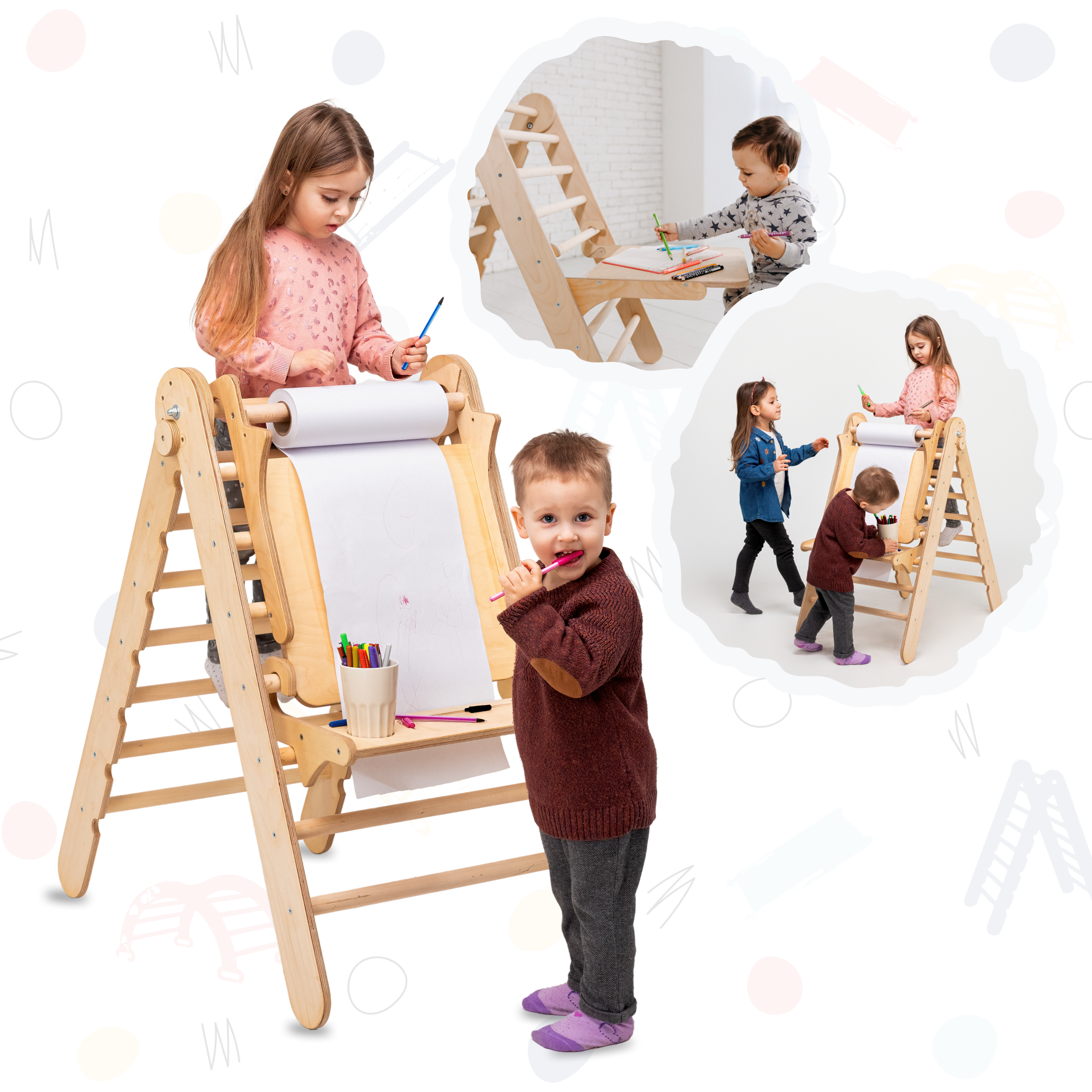 Triangle Ladder with Art Addition – Montessori Climber for Toddlers
